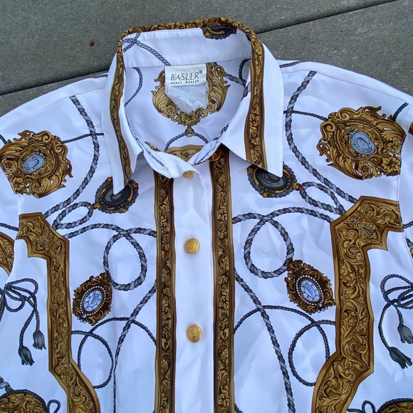 Basler | Tops | Basler Vintage Equestrian Gold Button Down Shirt | Poshmark